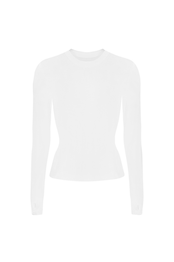 Peep Long Sleeve Top in White – SistersandSeekers